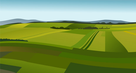 Rural landscape with green fields Royalty Free Vector Image