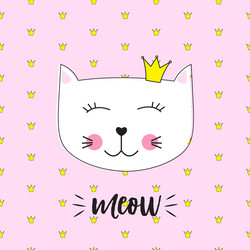 Little cute cat princess Royalty Free Vector Image