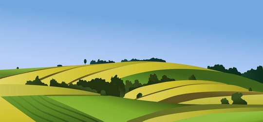 Rural landscape with green fields Royalty Free Vector Image