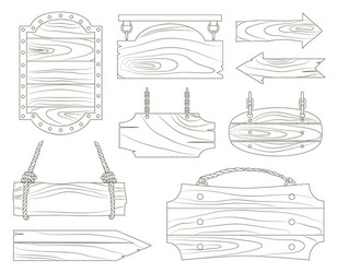 Wooden frames cartoon wood borders and boards Vector Image