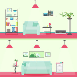 Living room interior flat design Royalty Free Vector Image