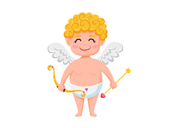 Cupid angels characters flying with bow and arrow Vector Image