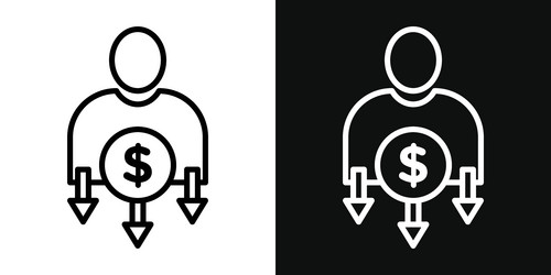 Reduce labor costs icon set low labour wage Vector Image