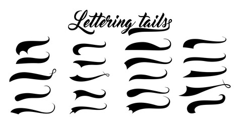 Swoosh and swash typography tails shape underline Vector Image