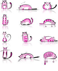 Cat doodles collection Royalty Free Vector Image