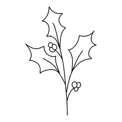 Christmas Holly Leaf Outline