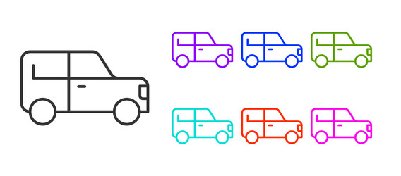 Black line car icon isolated on white background Vector Image