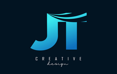 Creative white letters jt j t logo with leading Vector Image