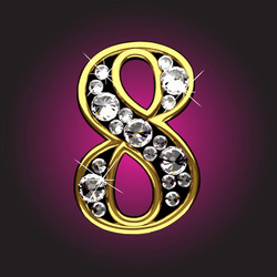 3 number gold and diamonds Royalty Free Vector Image