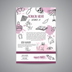 Hand drawn halloween brochure template horror Vector Image