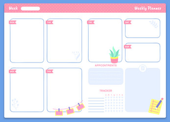 Weekly planner notes with kids and school Vector Image