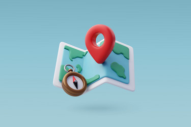 3d pin map with compass travel tourism trip Vector Image