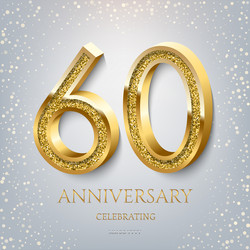 Golden 60th anniversary celebrating text Vector Image