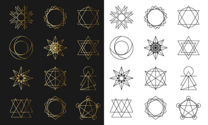 Sacred geometry icons set isolated Royalty Free Vector Image