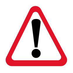 Warning sign in red triangle attention danger Vector Image