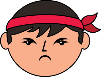 Cartoon face angry chinese man Royalty Free Vector Image
