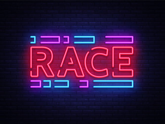 Race neon sign racing design template Royalty Free Vector