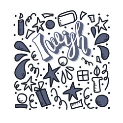 I wish lettering with decoration Royalty Free Vector Image