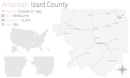 Map of izard county in arkansas usa Royalty Free Vector