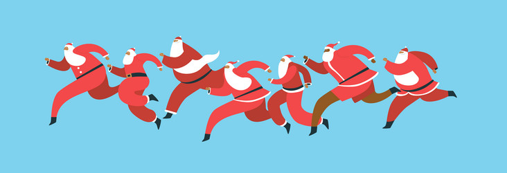 Santa fun run traditional charity race Royalty Free Vector