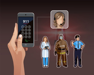 Call 911 emergency concept hand holding Royalty Free Vector