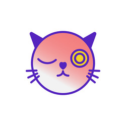 Cat smile emoji multicolored gradient funny line Vector Image