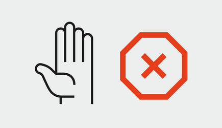 Hand stop sign icon set symbols Royalty Free Vector Image
