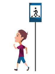 Kid learning road sign traffic road education Vector Image