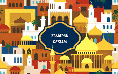 Islam frame set ramadan 3d shape golden window Vector Image