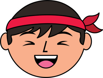 Cartoon face laughing chinese man Royalty Free Vector Image