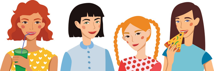 Cartoon Group Of Four Friends