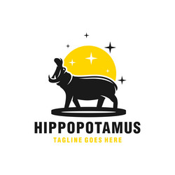 Hippopotamus animal modern logo Royalty Free Vector Image