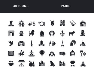 Set of simple icons paris Royalty Free Vector Image
