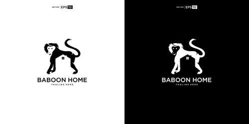 Baboon monkey home logo design Royalty Free Vector Image