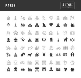Set of simple icons paris Royalty Free Vector Image