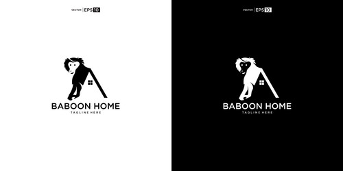 Baboon monkey home logo design Royalty Free Vector Image