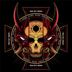 Oni demon mask emblem logo Royalty Free Vector Image