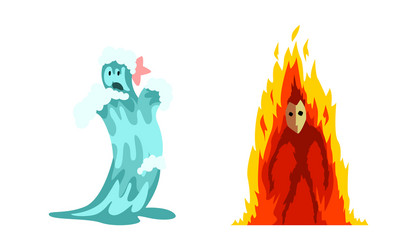 Water and flame fantastic elemental creature Vector Image