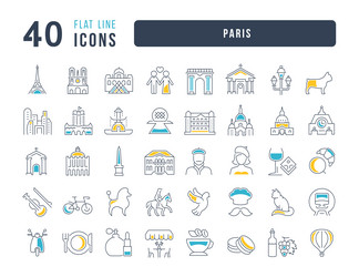 Set of linear icons paris Royalty Free Vector Image