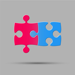 Two piece puzzle 2 step jigsaw logo Royalty Free Vector
