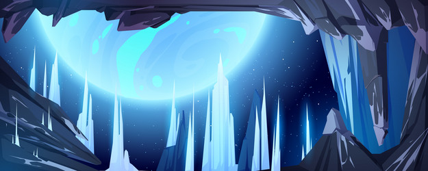Frozen alien space planet cartoon fantasy set Vector Image