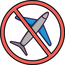 Forbidden sign with airplane icon line style Vector Image