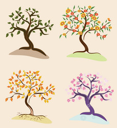 Four seasons in one tree Royalty Free Vector Image