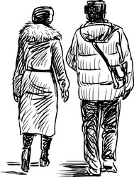 Couple Walking Hand Drawing Vector Images (over 570)