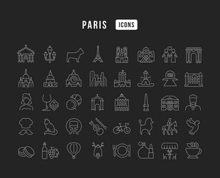 Set of linear icons paris Royalty Free Vector Image