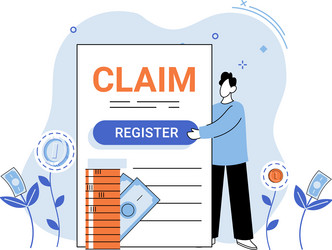 Claim form man filling out checklis write Vector Image