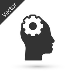 Grey human head with gear inside icon isolated Vector Image