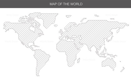 Simple straight line map of the world background Vector Image