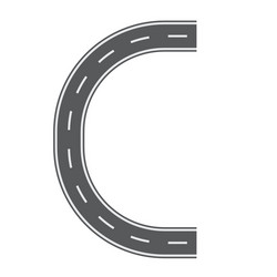 C letter for road or street font flat and solid Vector Image