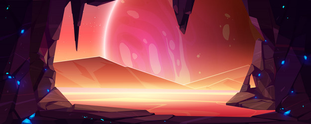 Space landscape with red Royalty Free Vector Image